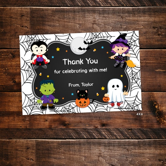 Editable Halloween Thank You Card 4x6 Edit Wording Yourself | Etsy