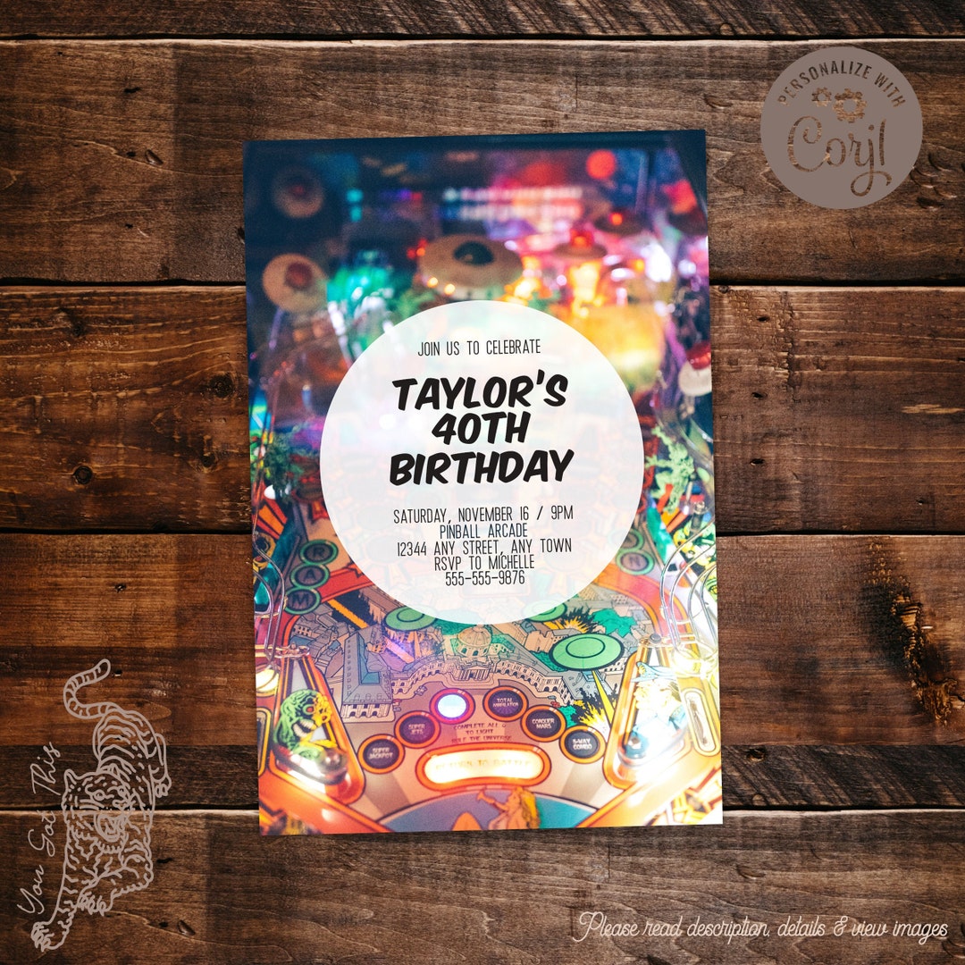 Editable Pinball Birthday Party Invitation 4x6 Invite Edit - Etsy