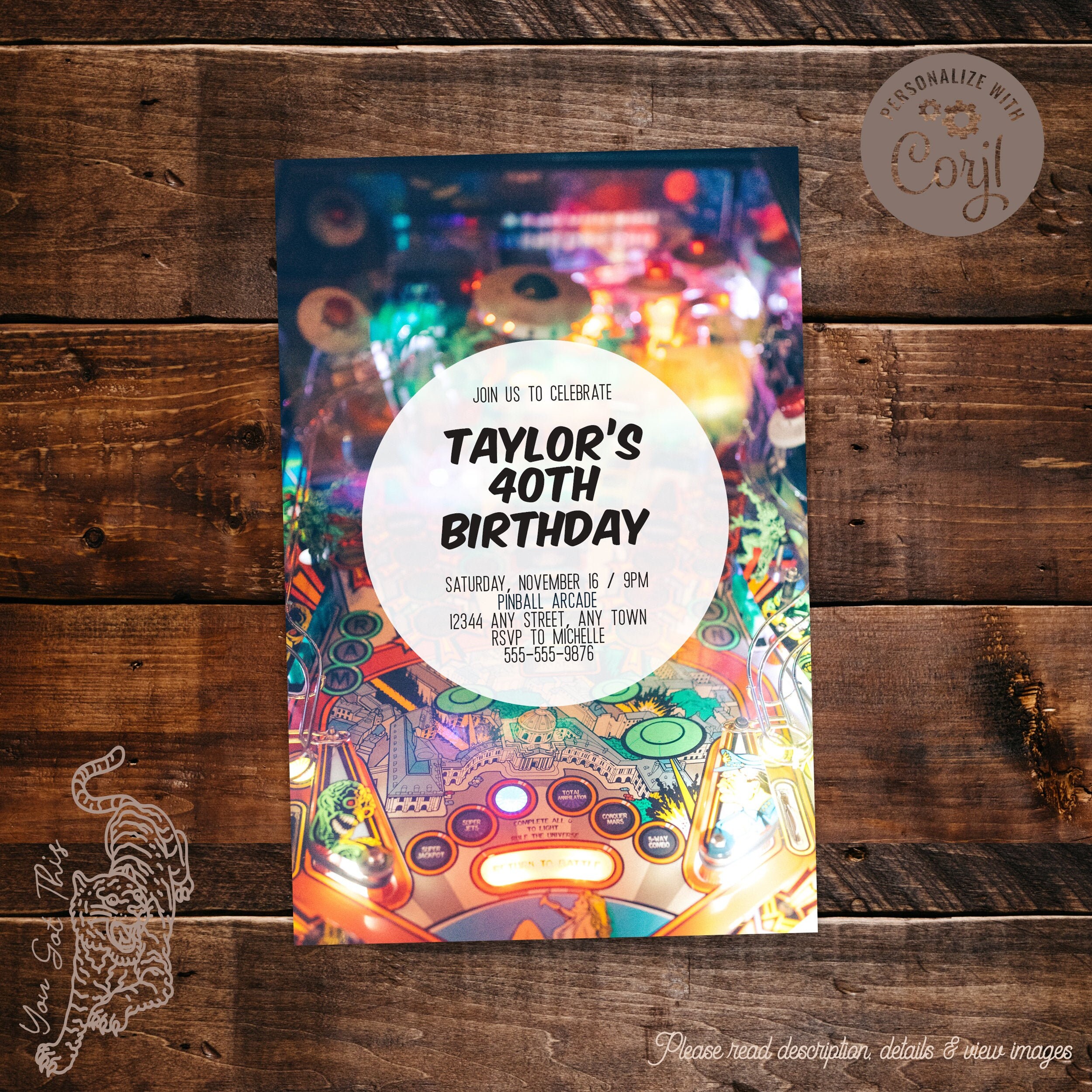 Editable Pinball Birthday Party Invitation 4x6 Invite Edit - Etsy