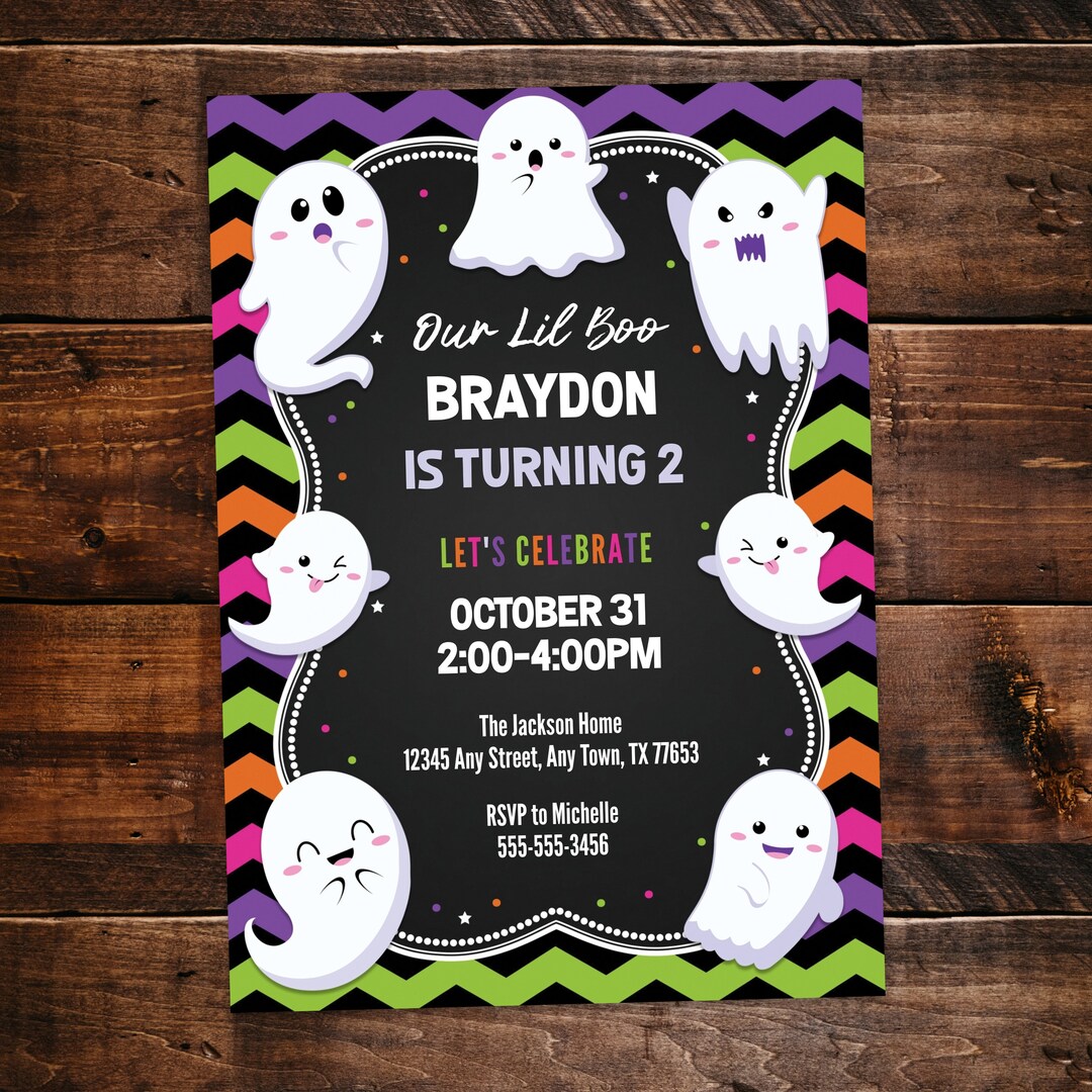 Editable Ghosts Halloween Birthday Party Invitation, 5x7 Invite, Edit ...
