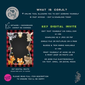 Editable Woodland Animals Party Birthday Invitation 5x7 Edit - Etsy