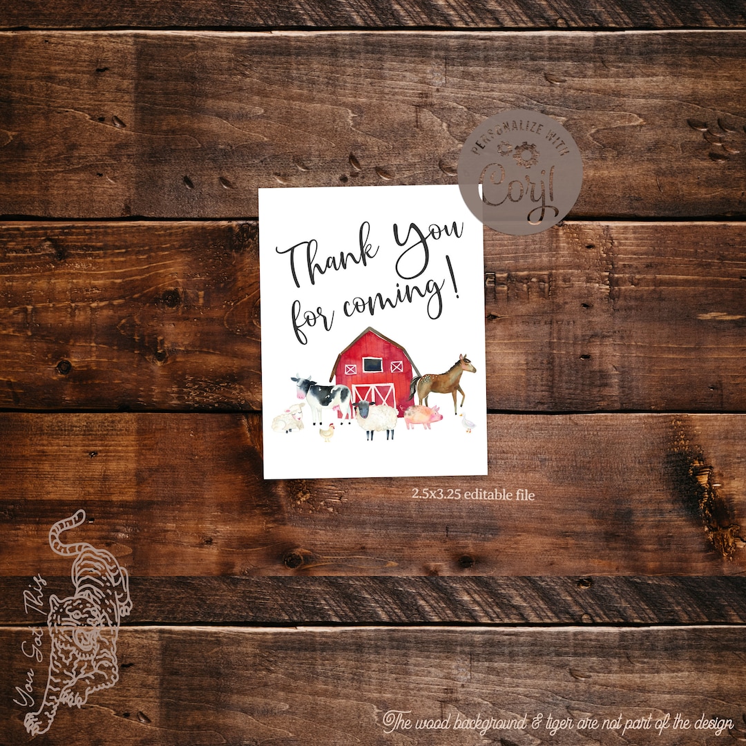 Editable Farm Favor Tag, 2.5x3.25 Inches, Edit Wording Yourself via ...