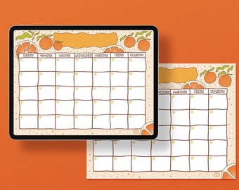 Monthly Digital Calendar PDF Printable - Etsy