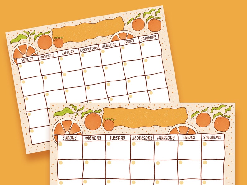 Cute Digital Calendar / Orange Digital Calendar / Ipad - Etsy