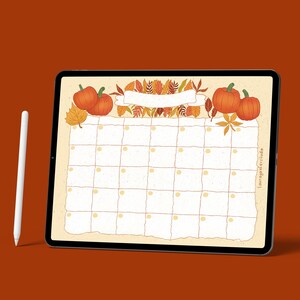 Digital Calendar / Open Monthly Calendar / Autumn / Printable / iPad ...