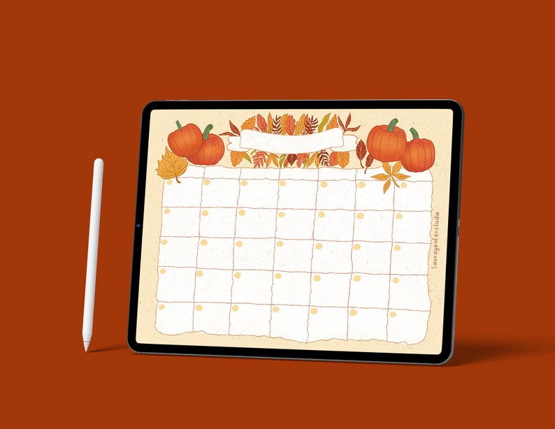 Digital Calendar / Open Monthly Calendar / Autumn / Printable / iPad ...