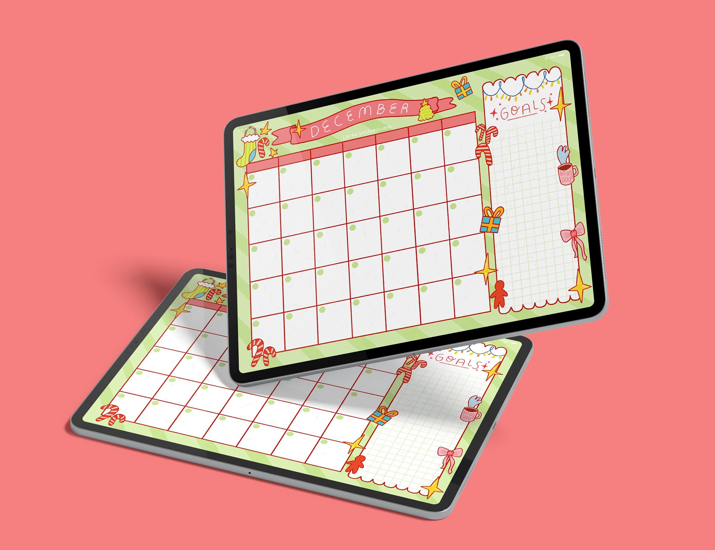 Christmas Digital Calendar / Cute Digital Calendar / iPad Calendar ...