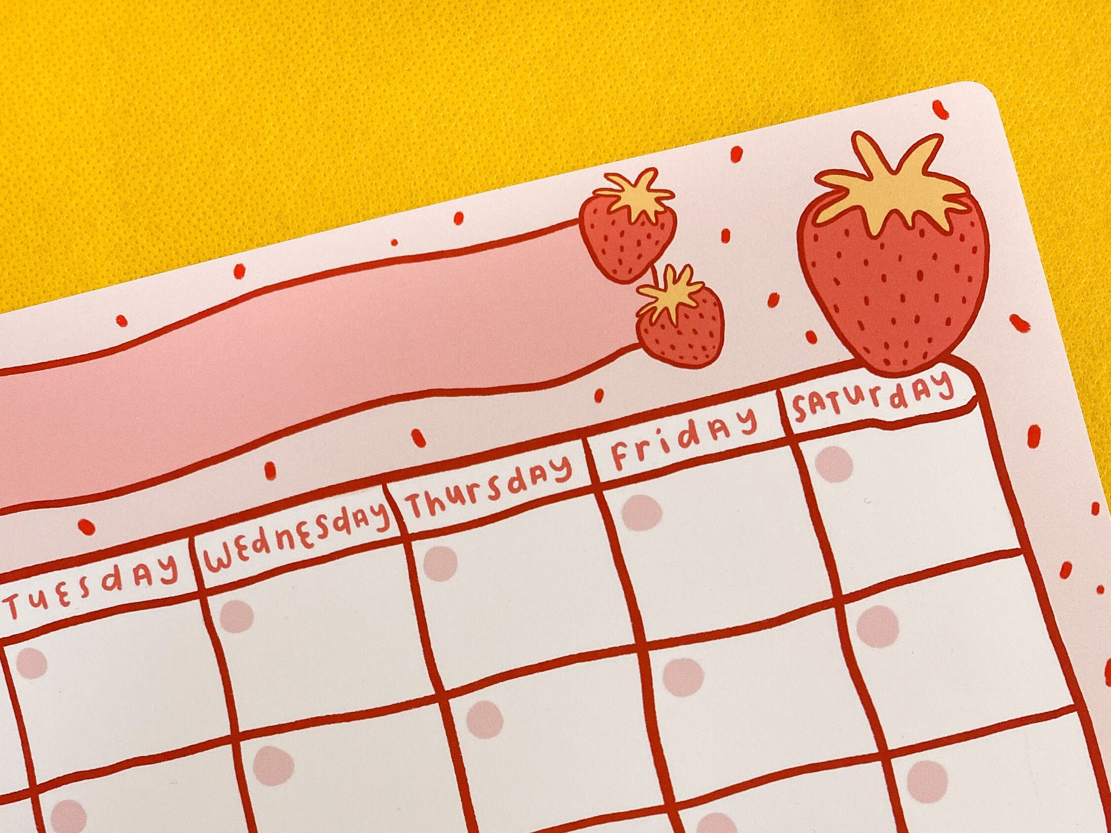 Strawberry Open Digital Calendar / Cute Printable Calendar / Cute Pink ...