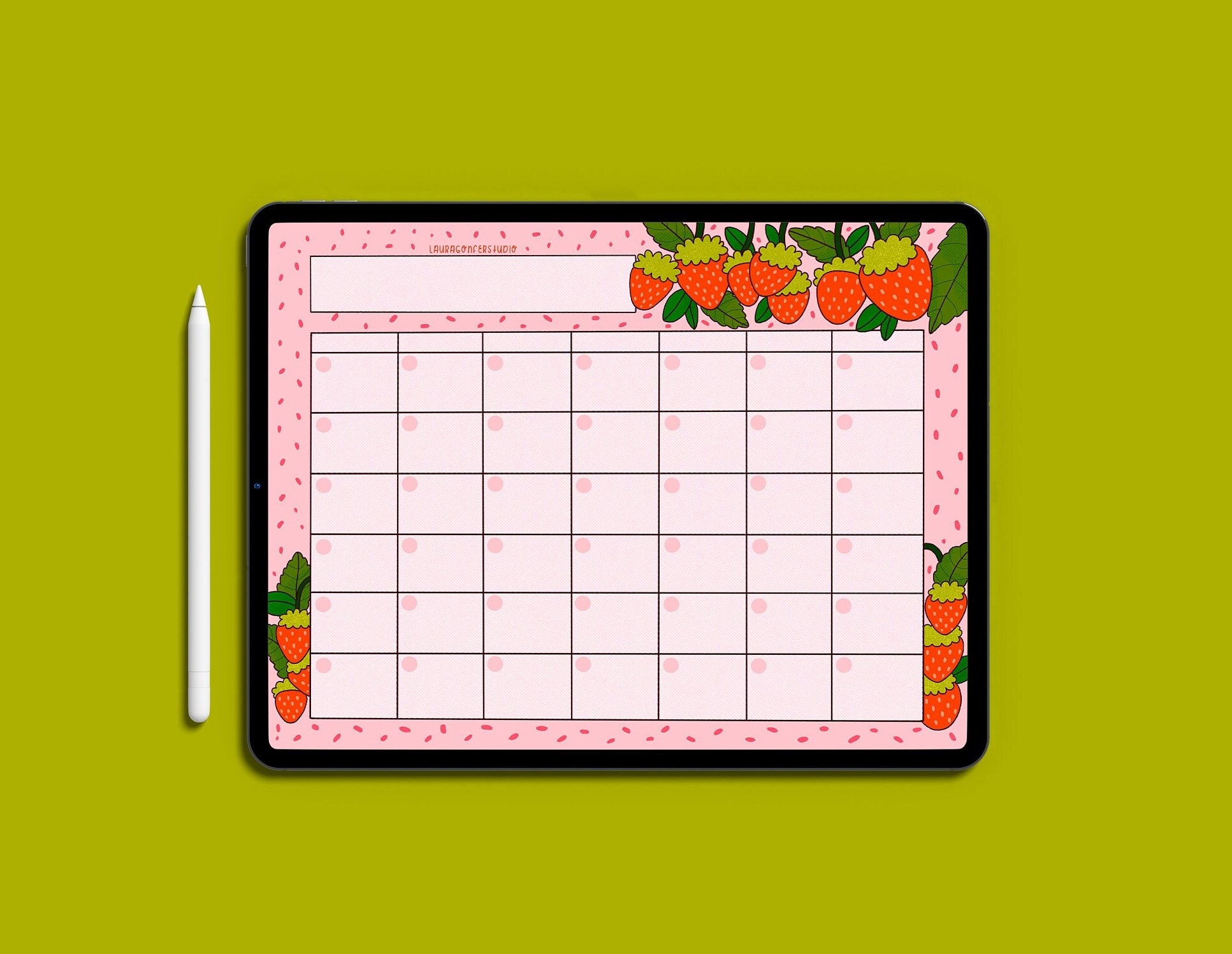 Strawberry Digital Calendar / Cute Digital Calendar / iPad Calendar ...
