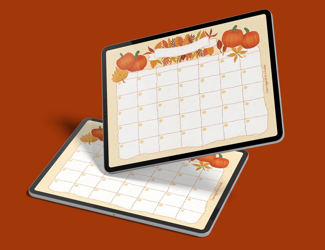 Digital Calendar / Open Monthly Calendar / Autumn / Printable / iPad ...