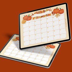 Digital Calendar / Open Monthly Calendar / Autumn / Printable / iPad ...