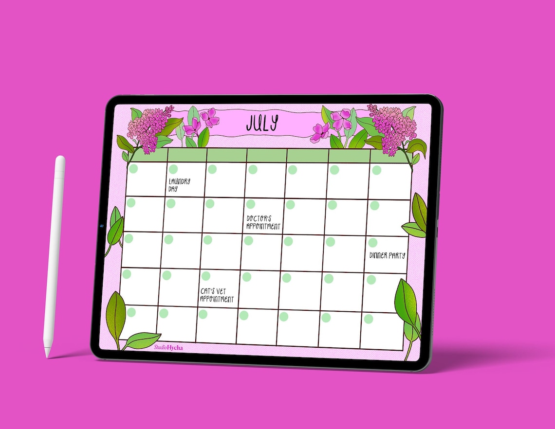 Lilacs Digital Calendar / Cute Calendar / Cute Digital Calendar ...