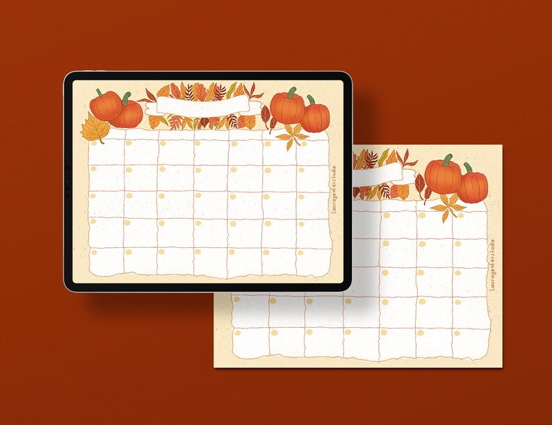 Digital Calendar / Open Monthly Calendar / Autumn / Printable / iPad ...