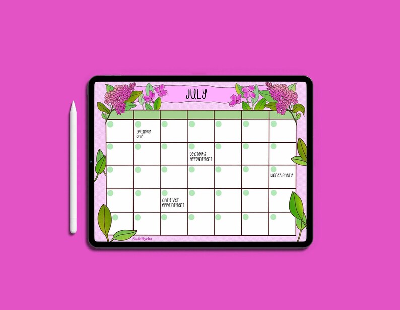 Lilacs Digital Calendar / Cute Calendar / Cute Digital Calendar ...