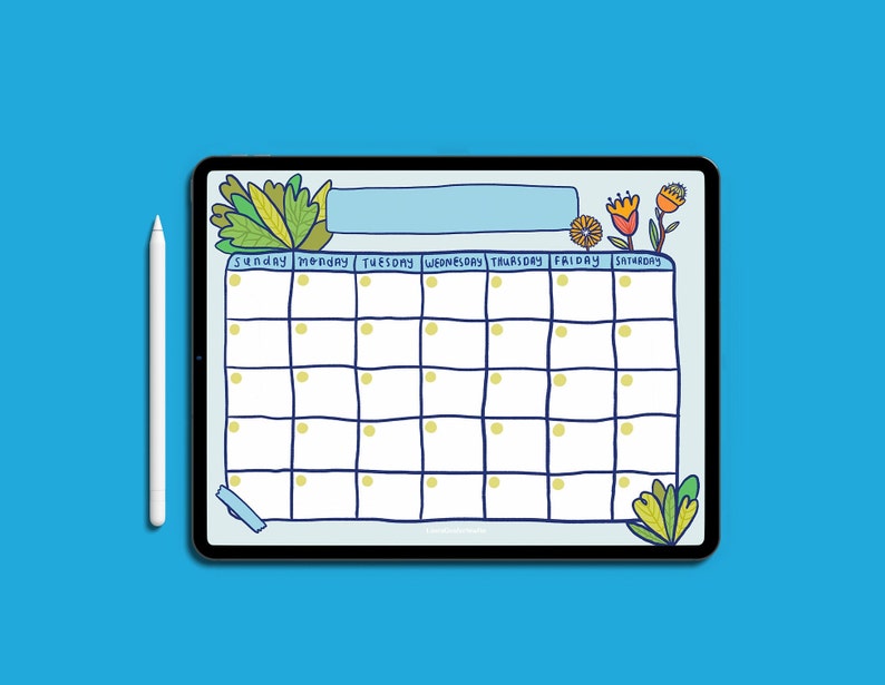 Spring Digital Calendar / Open Calendar / Printable / Cute Digital ...
