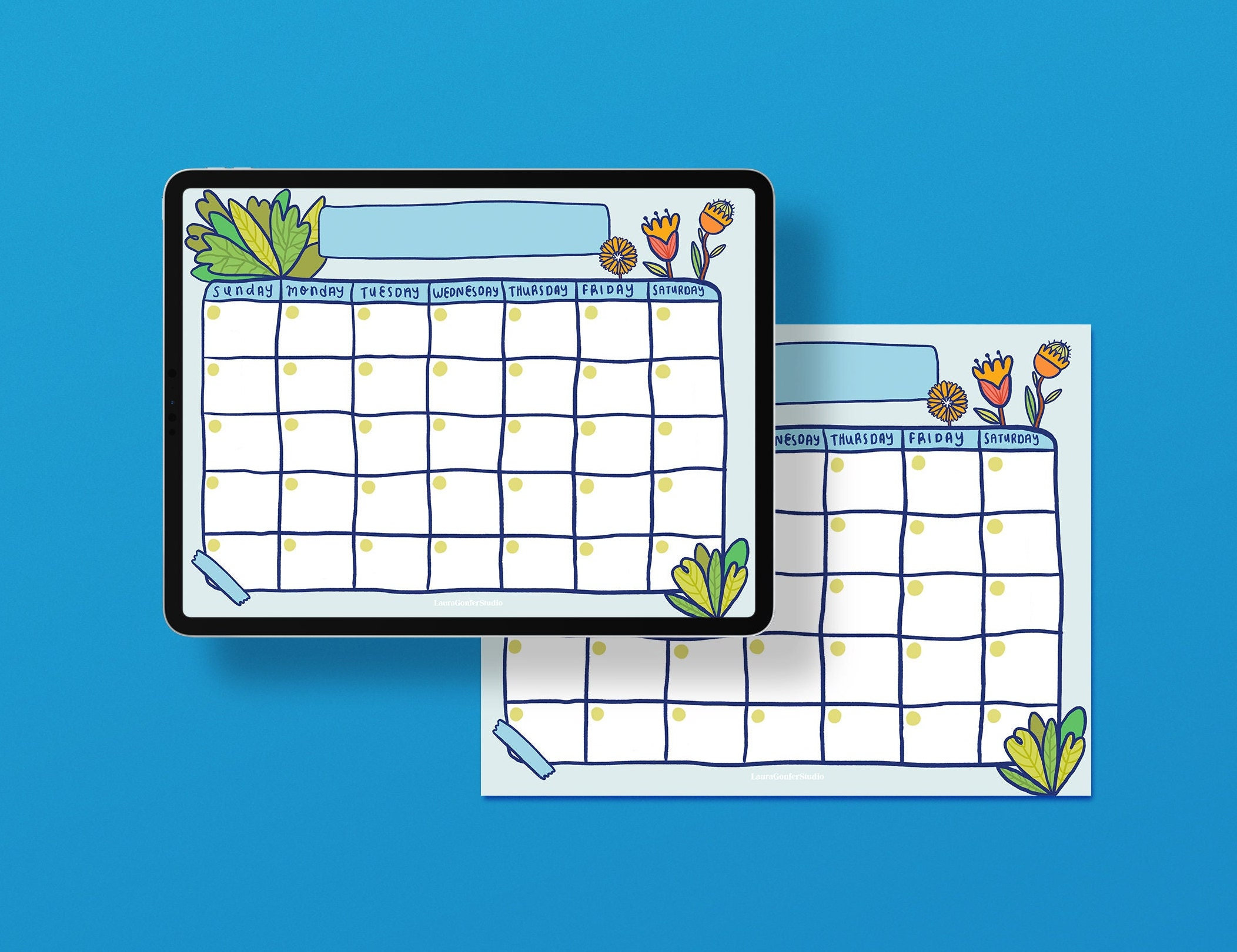 Spring Digital Calendar / Open Calendar / Printable / Cute Digital ...