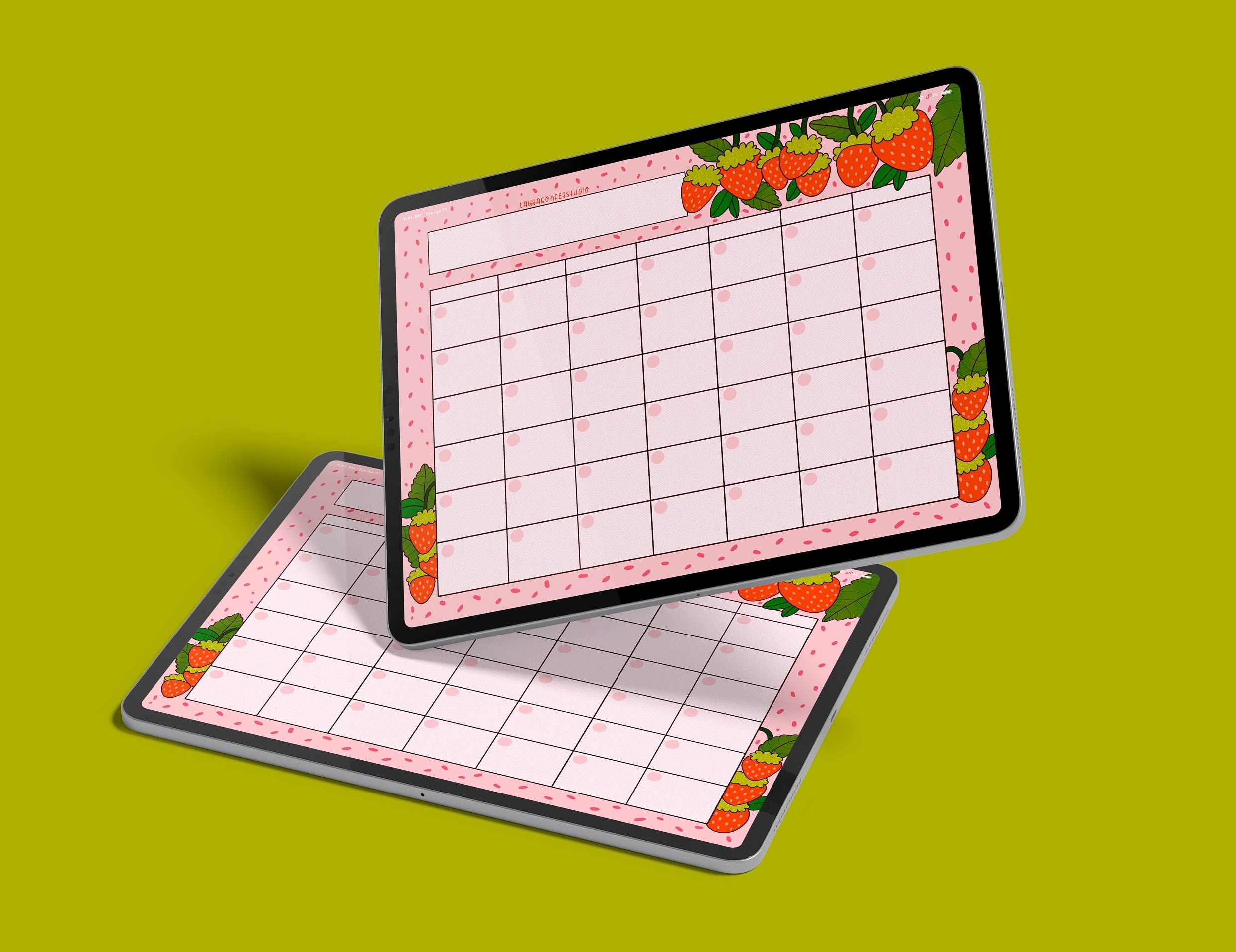 Strawberry Digital Calendar / Cute Digital Calendar / iPad Calendar ...