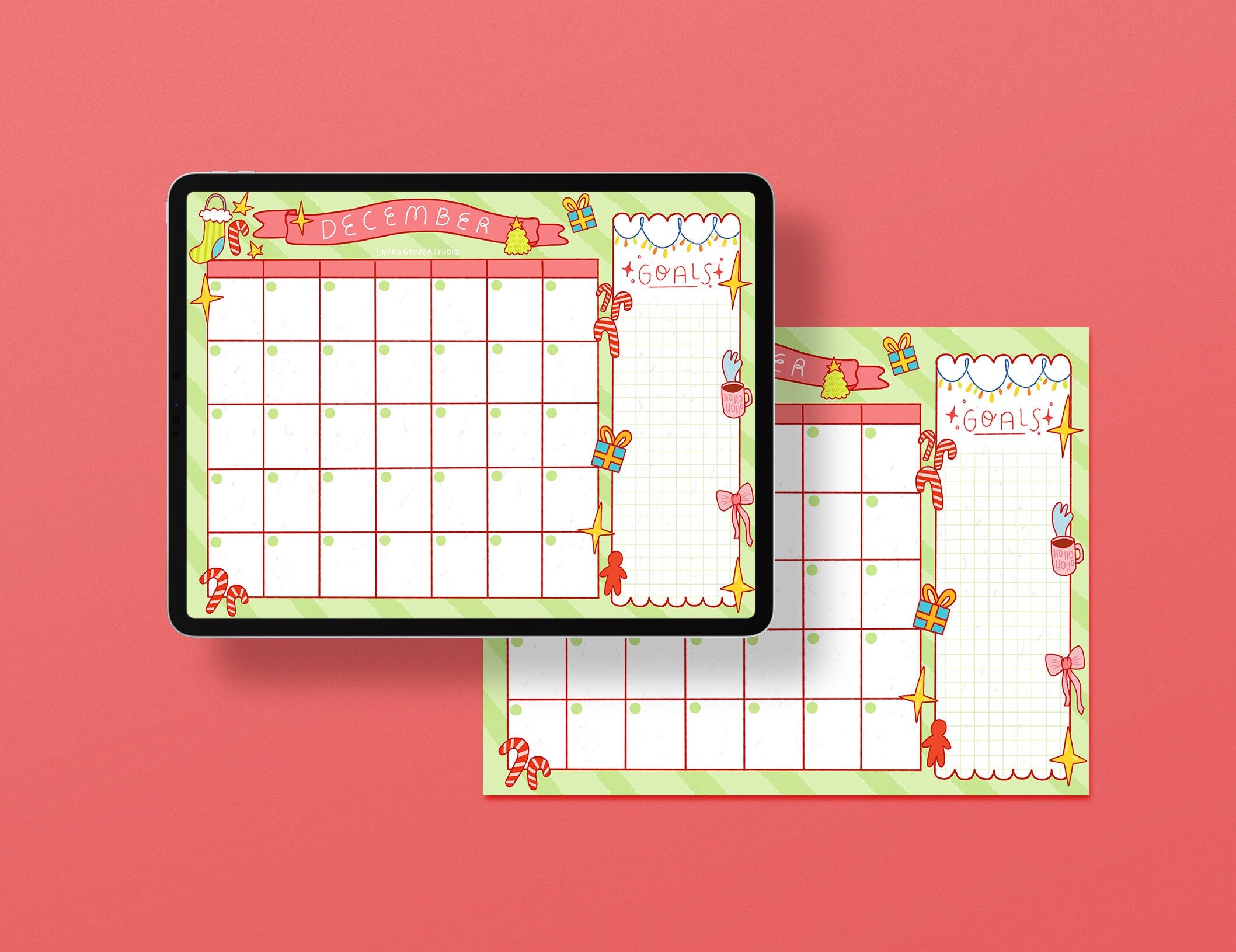 Christmas Digital Calendar / Cute Digital Calendar / iPad Calendar ...