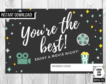 Redbox Halloween Movie Printable INSTANT DOWNLOAD Gift | Etsy
