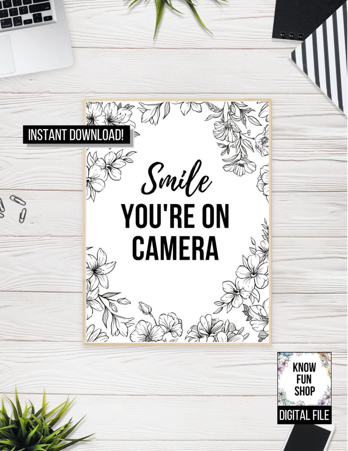You're on Camera Printable Sign - INSTANT DOWNLOAD! - Smile Security ...