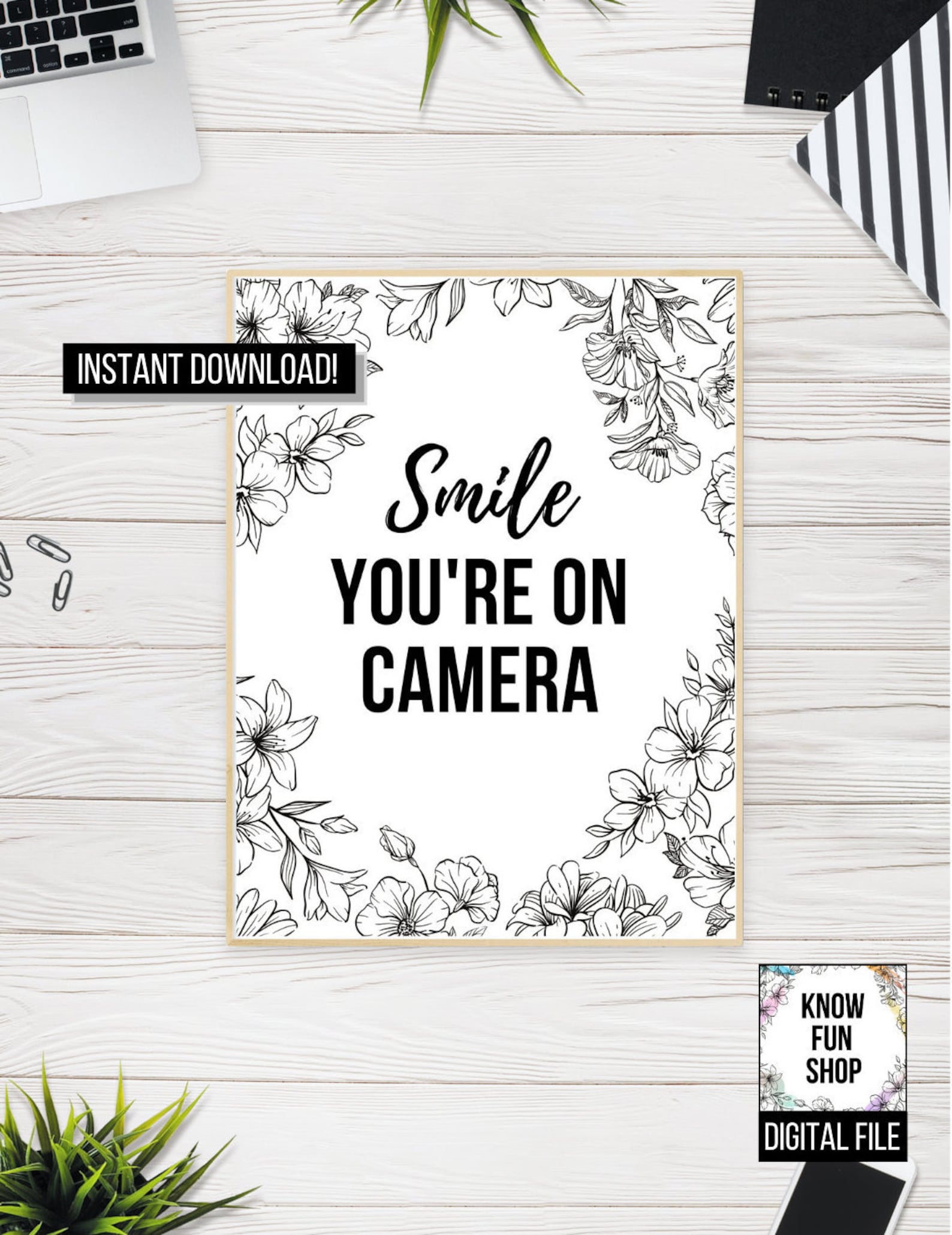 You're on Camera Printable Sign - INSTANT DOWNLOAD! - Smile Security ...