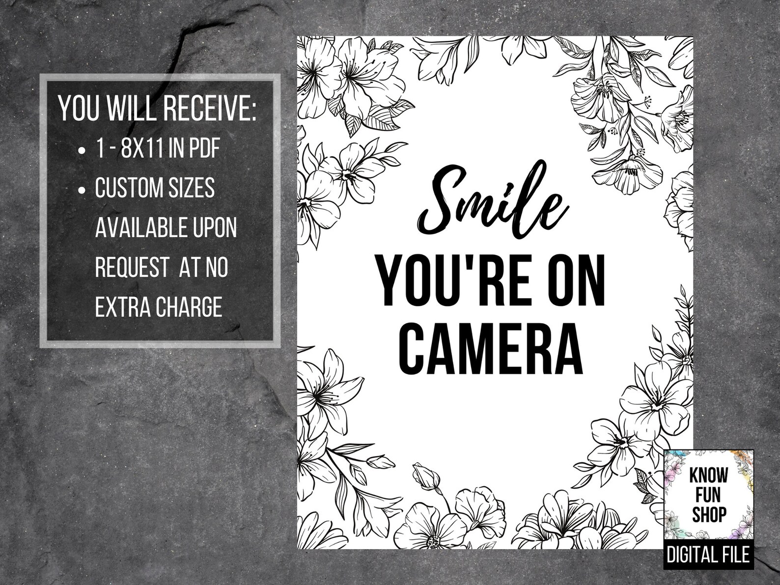 You're on Camera Printable Sign - INSTANT DOWNLOAD! - Smile Security ...