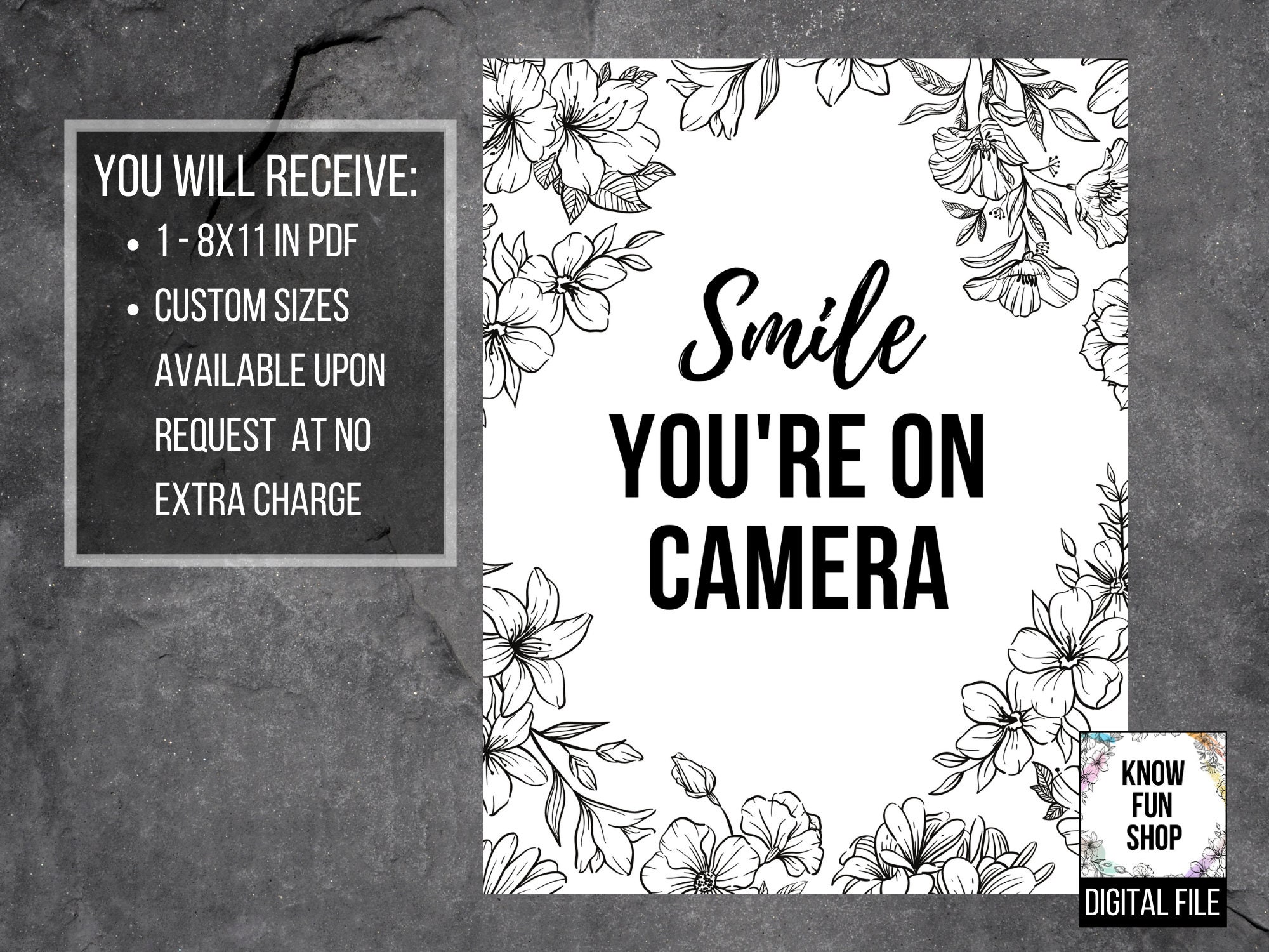 You're on Camera Printable Sign - INSTANT DOWNLOAD! - Smile Security ...