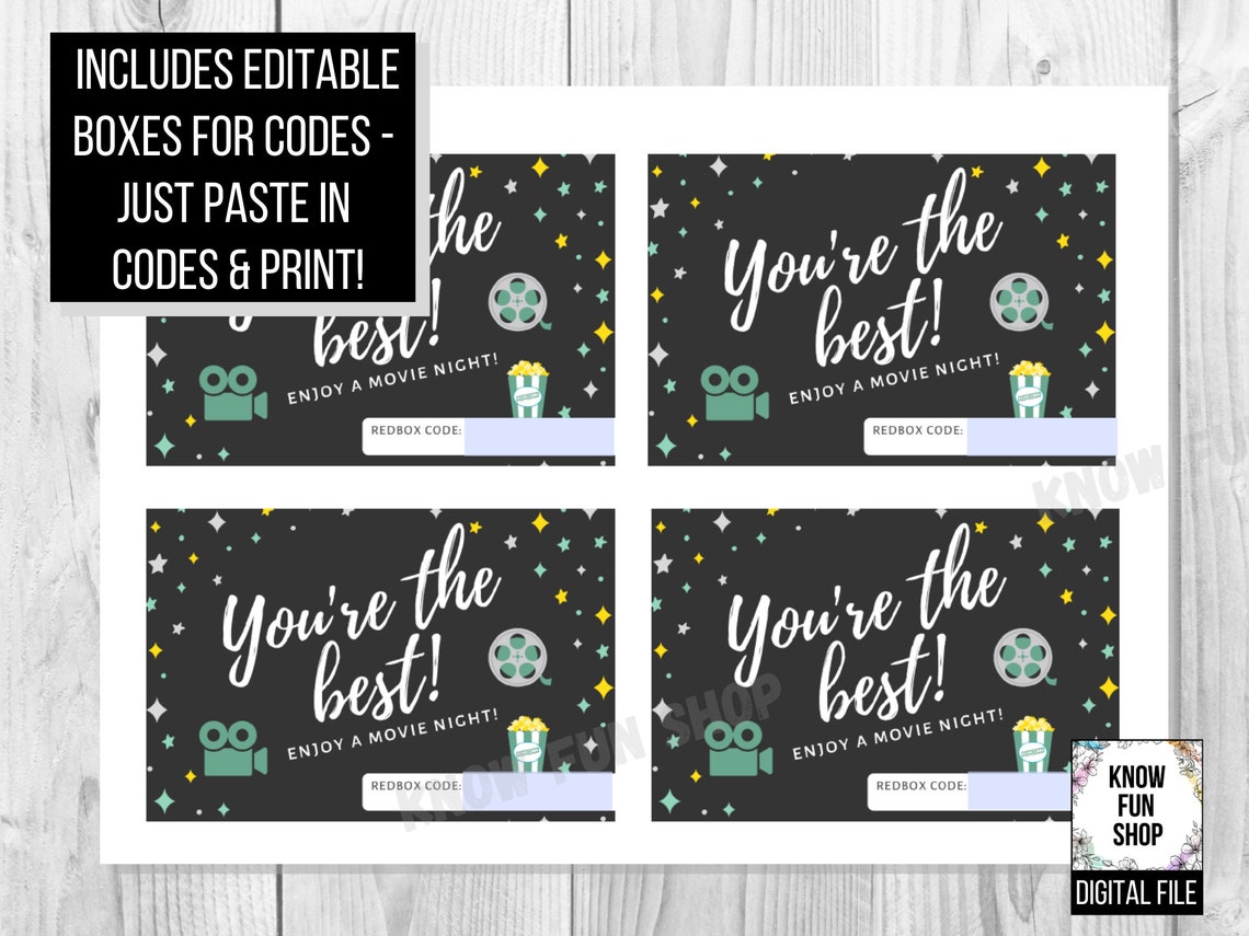 Redbox You're the Best Printable Cards INSTANT DOWNLOAD | Etsy