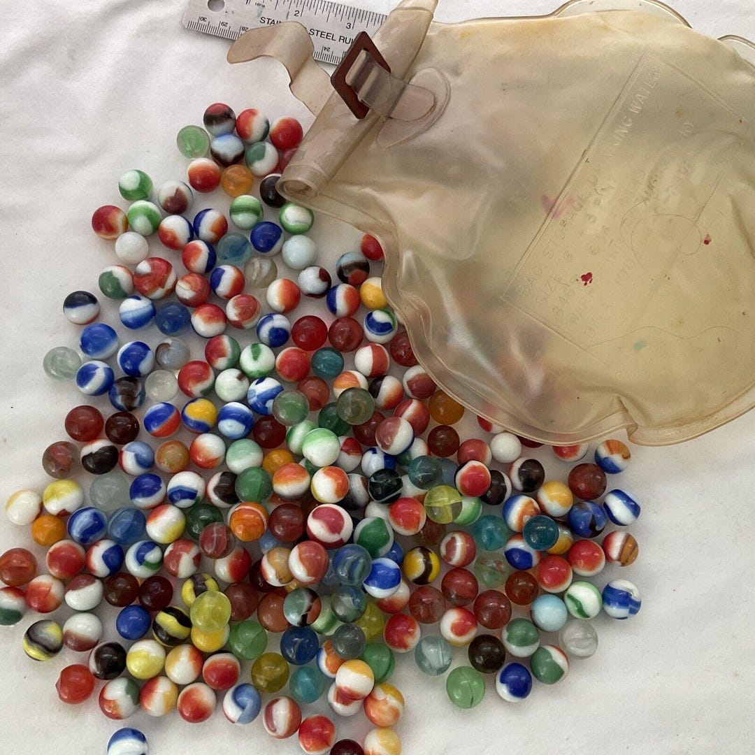 Vintage Marbles Lot 200 in Vintage Water Storage Bag Military - Etsy