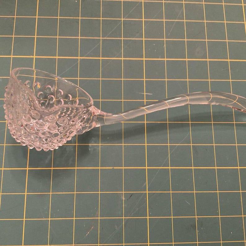 Duncan Miller Clear Bubble Glass Hobnail Punch Bowl Set ORIGINAL Cups ...