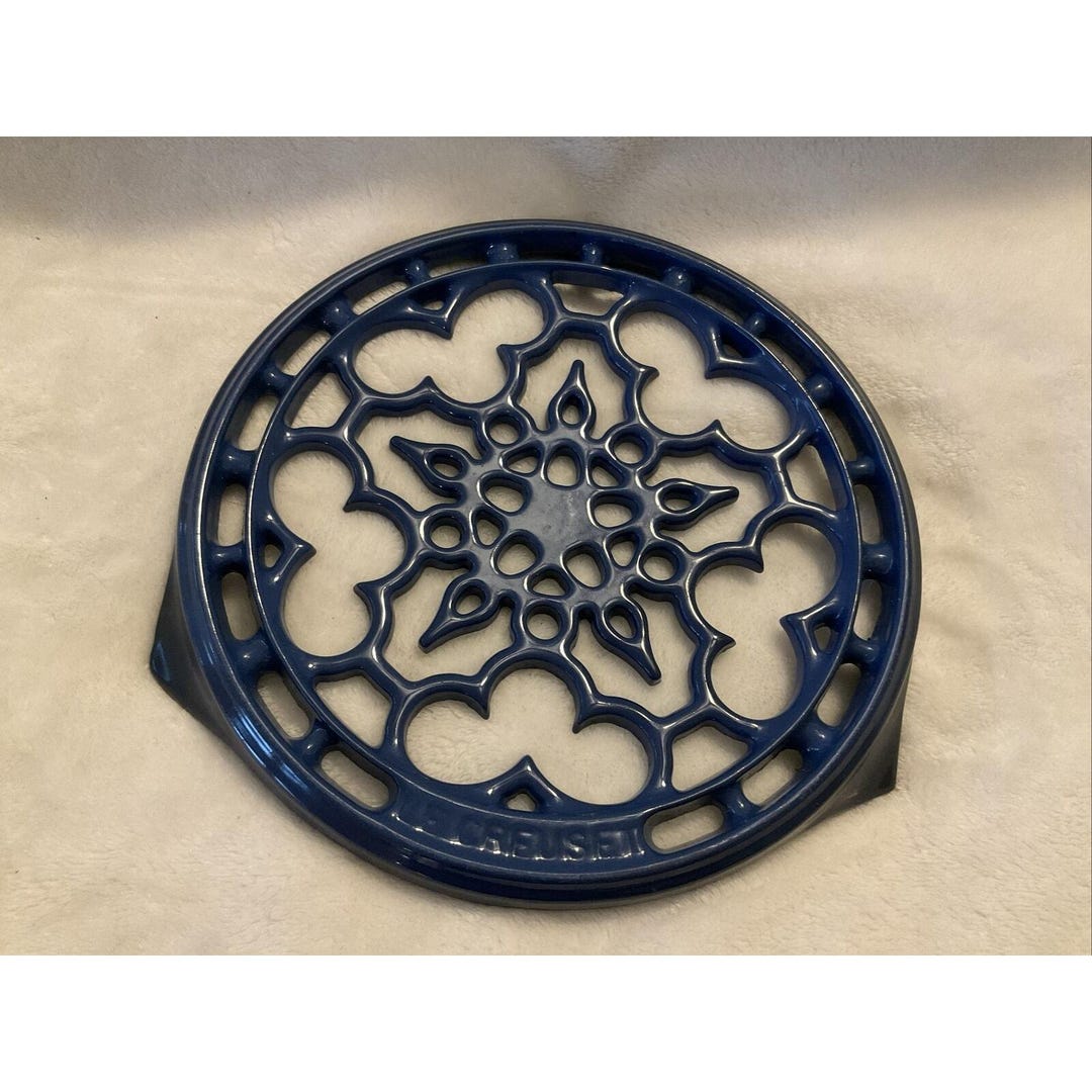 Le Creuset France Cobalt Blue Enameled Cast Iron 8” Trivet Pot Rest ...