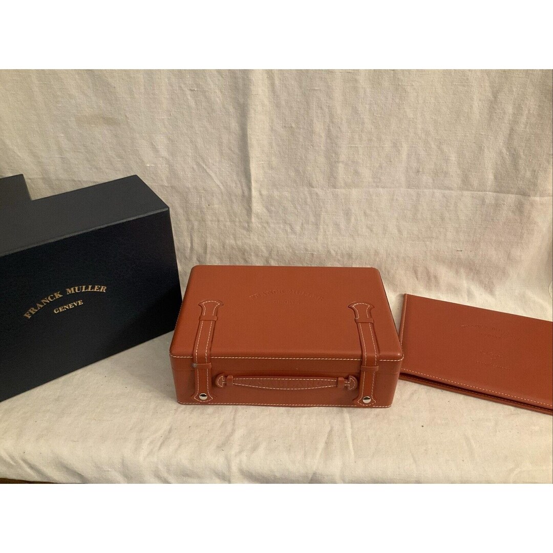 Franck Muller Tan EMPTY Watch Box Case Hinged Lid Authentic 9.25” X 6 ...