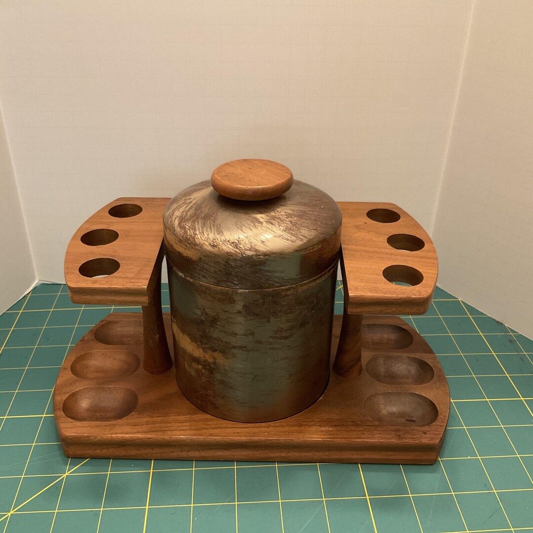 Vintage Decatur 6 Pipe Holder Stand Rack Metal Round Tobacco Humidor ...