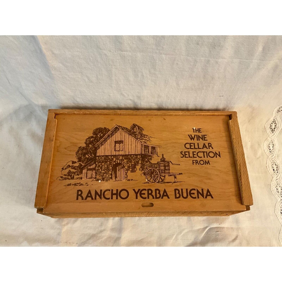 Vintage Empty Wooden Wine Box With Sliding Lid 2 Bottle Rancho Yerba ...