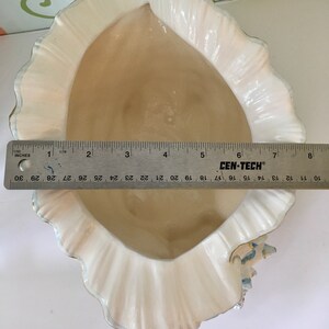 Ceramic Conch Shell Figurine and Cachepot, Hand Painted Blue and White ...