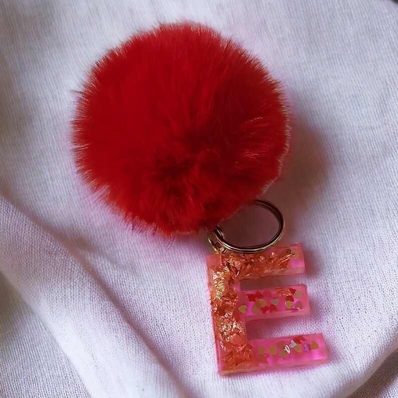 Personalized Epoxy Resin Letter Keychains Custom Initial Monogram Key ...