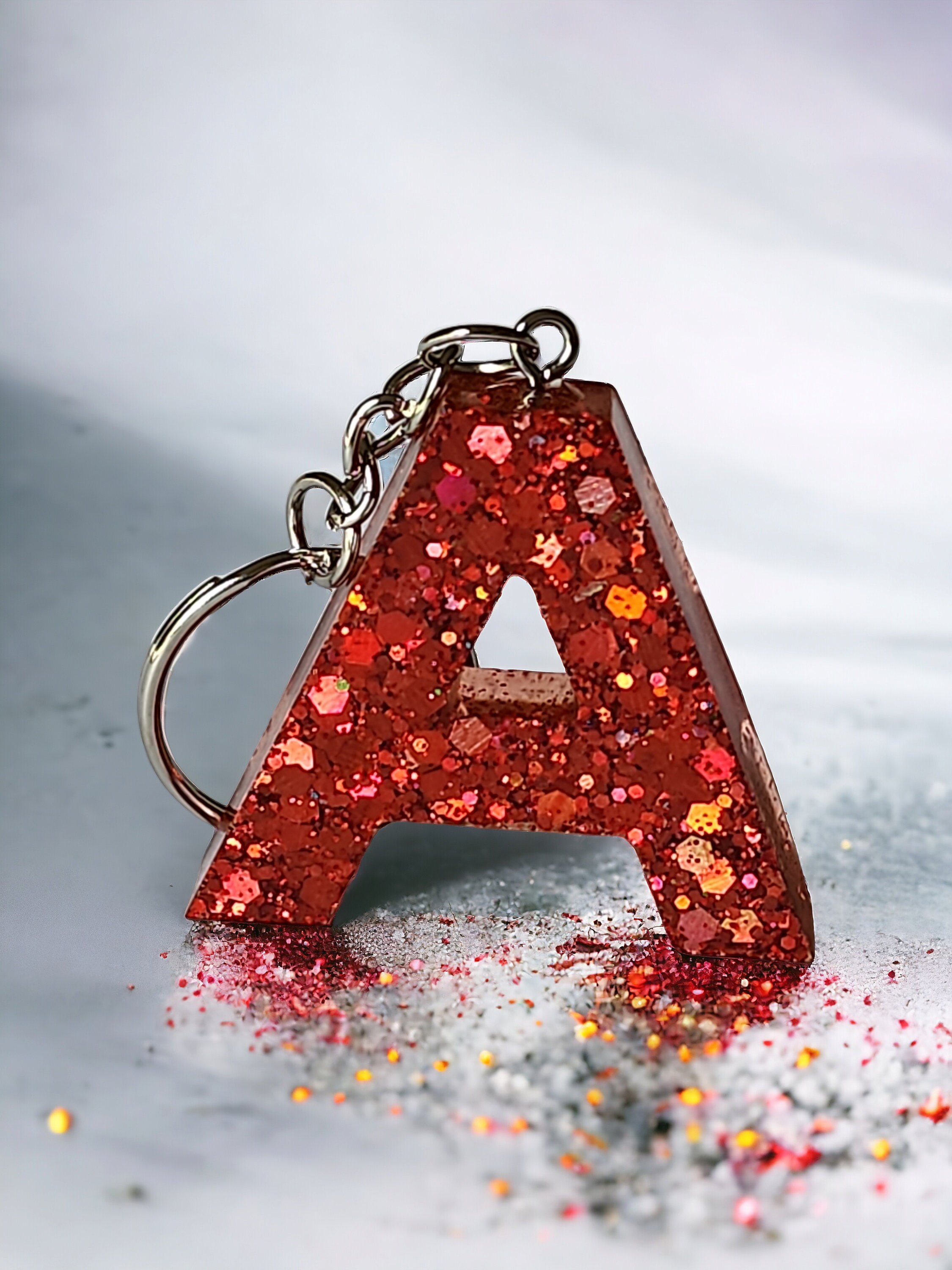 Initial Epoxy Resin Keychain Lucky, Chill Out, Life is Good Resin ...