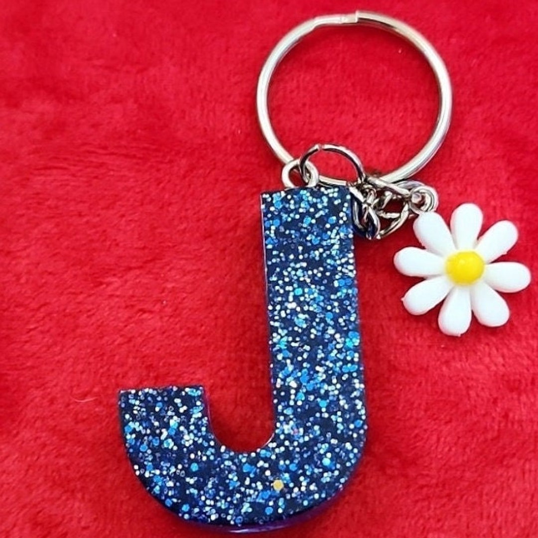 Personalized Epoxy Resin Letter Keychains Custom Initial Monogram Key ...