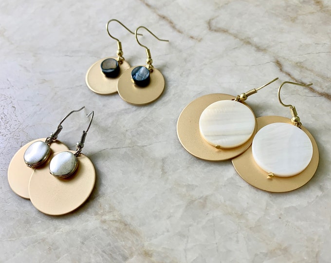 Handmade Round Gold Disk Coins With Shell or Silver Accent Beaded ...