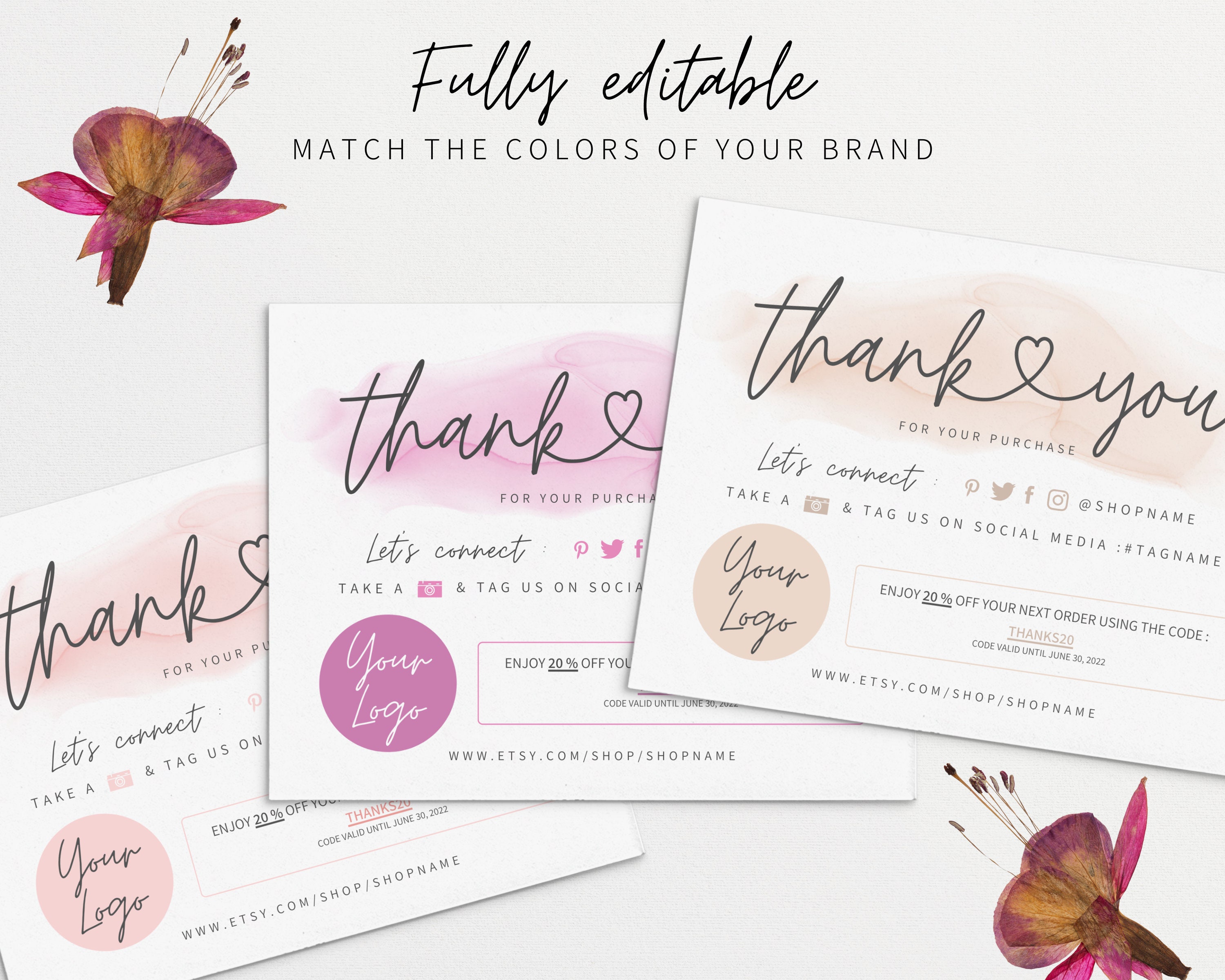 Printable Thank You Business Template Instant Download Thank - Etsy