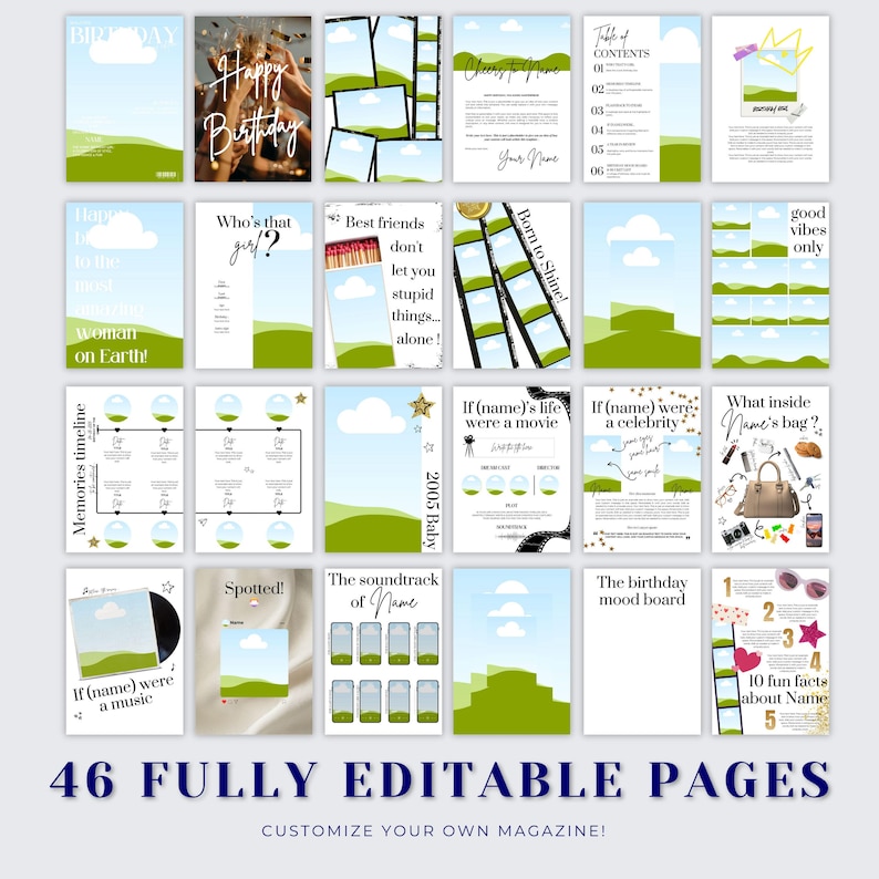 Vogue Birthday Magazine Template Canva, 46 Editable Pages Vogue ...