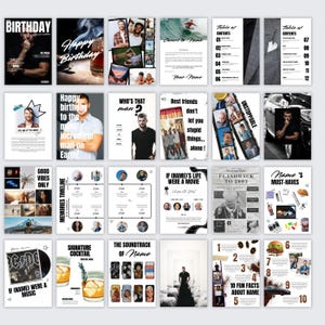 Birthday Magazine Template Canva for Him, Trendy Editable Vogue ...
