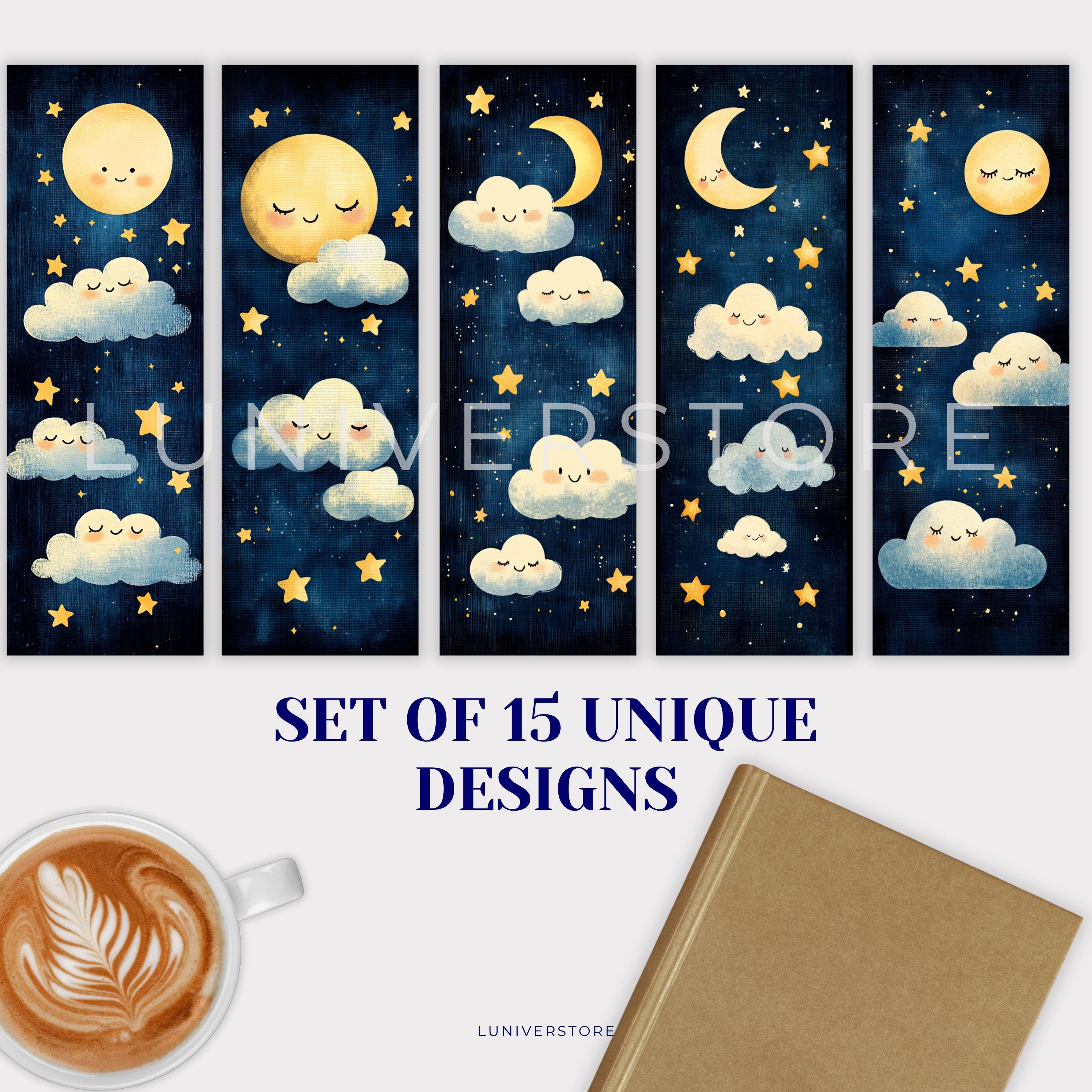 Printable Celestial Bookmarks Set of 15 | Minimalist Hand-drawn Stars ...