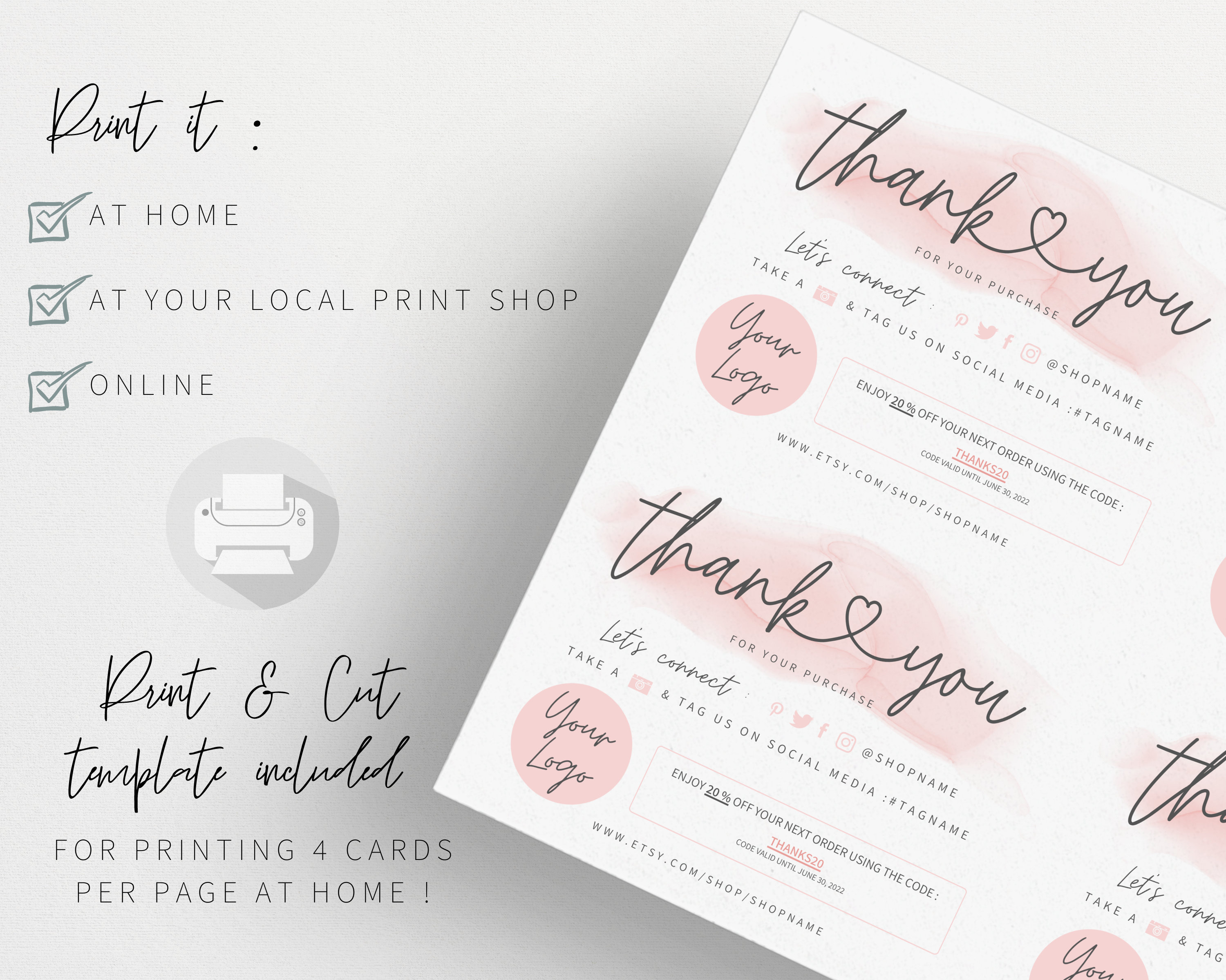 Printable Thank You Business Template Instant Download Thank - Etsy