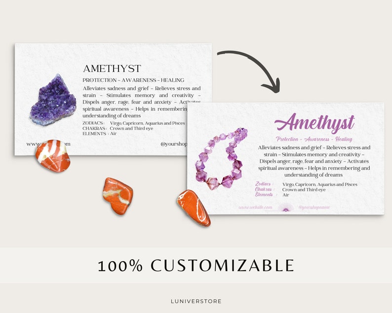 100 Editable Crystal Business Cards Crystal Healing Deck - Etsy