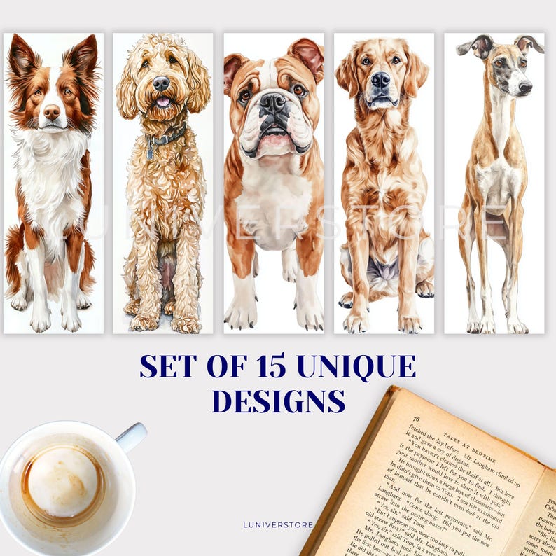 Printable Dog Bookmarks Set of 15 | Digital Download | Instant Download ...