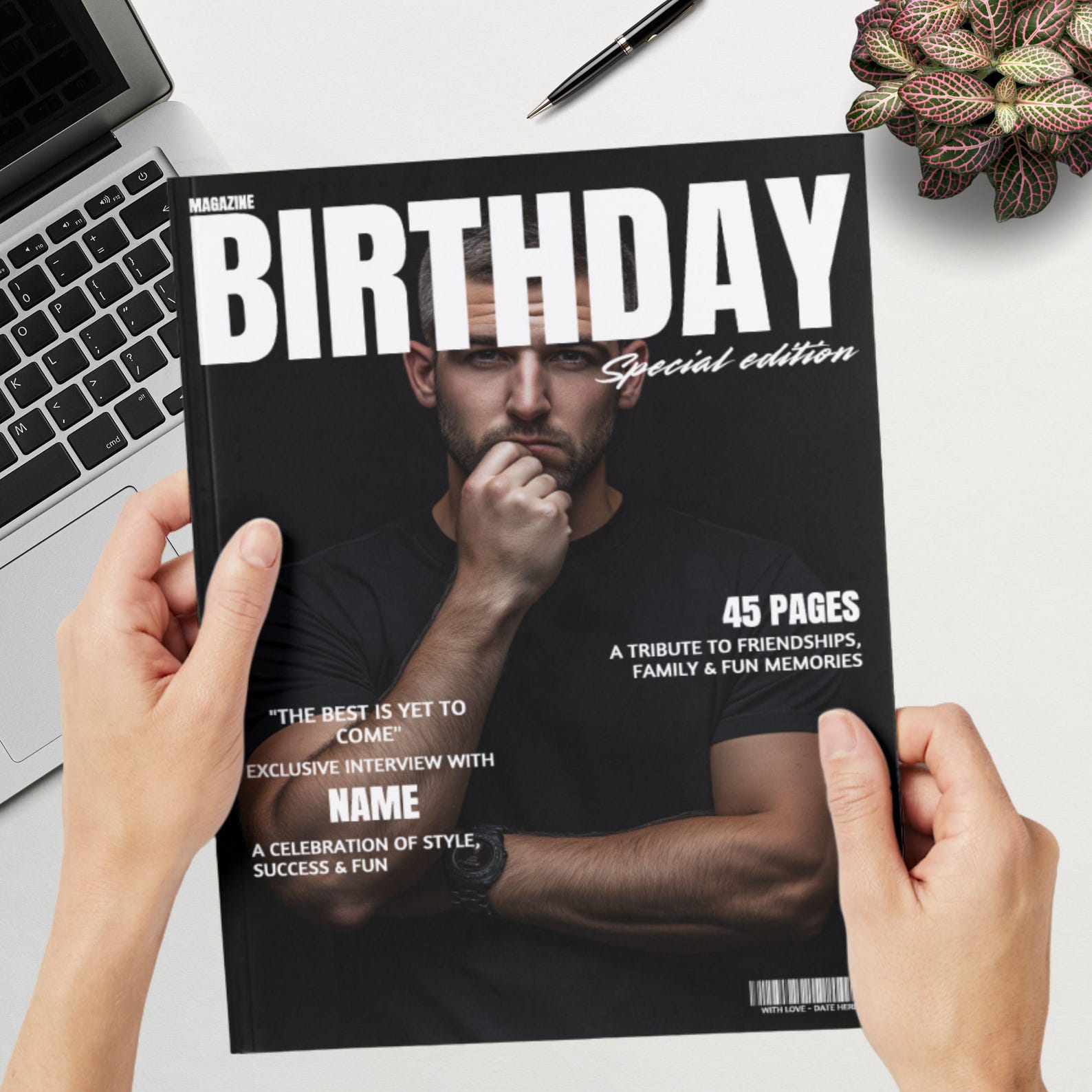 Birthday Magazine Template Canva for Him, 46 Editable Pages Vogue ...