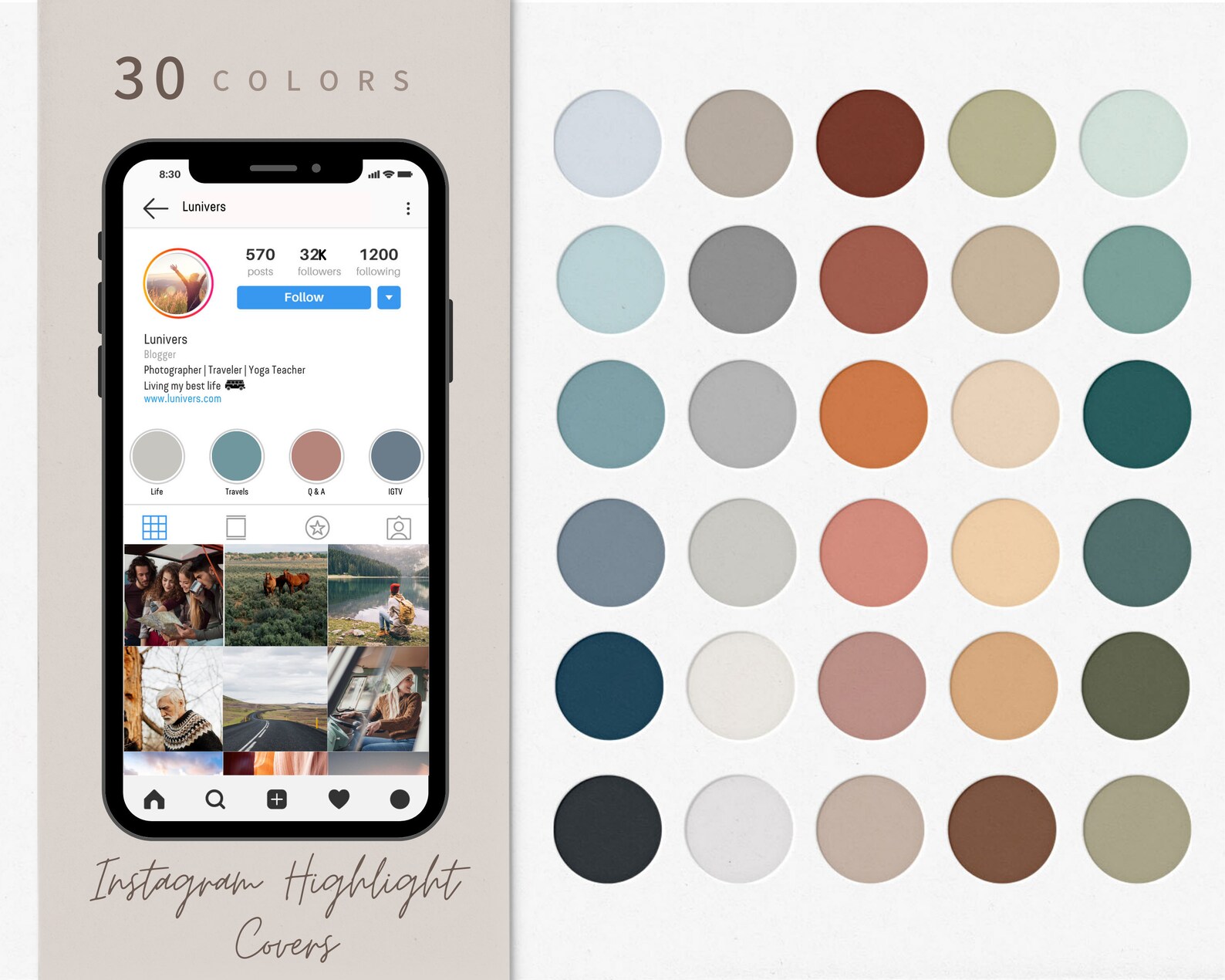 Set Of 30 Instagram Highlight Covers Solid Colors Highlight | Etsy