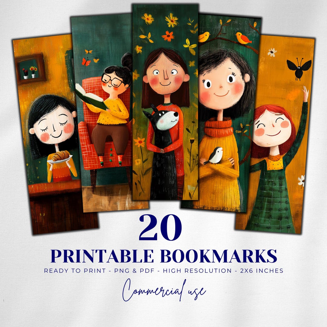 Set of 20 of Artistic Digital Bookmarks | Instant Download | Digital ...