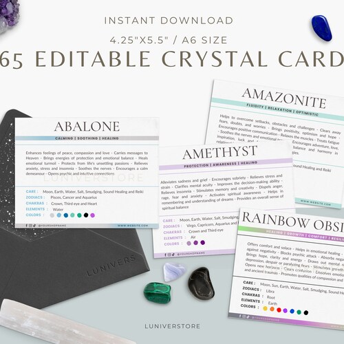 Printable Gemstone Cards Printable Crystal Card Deck Crystal - Etsy